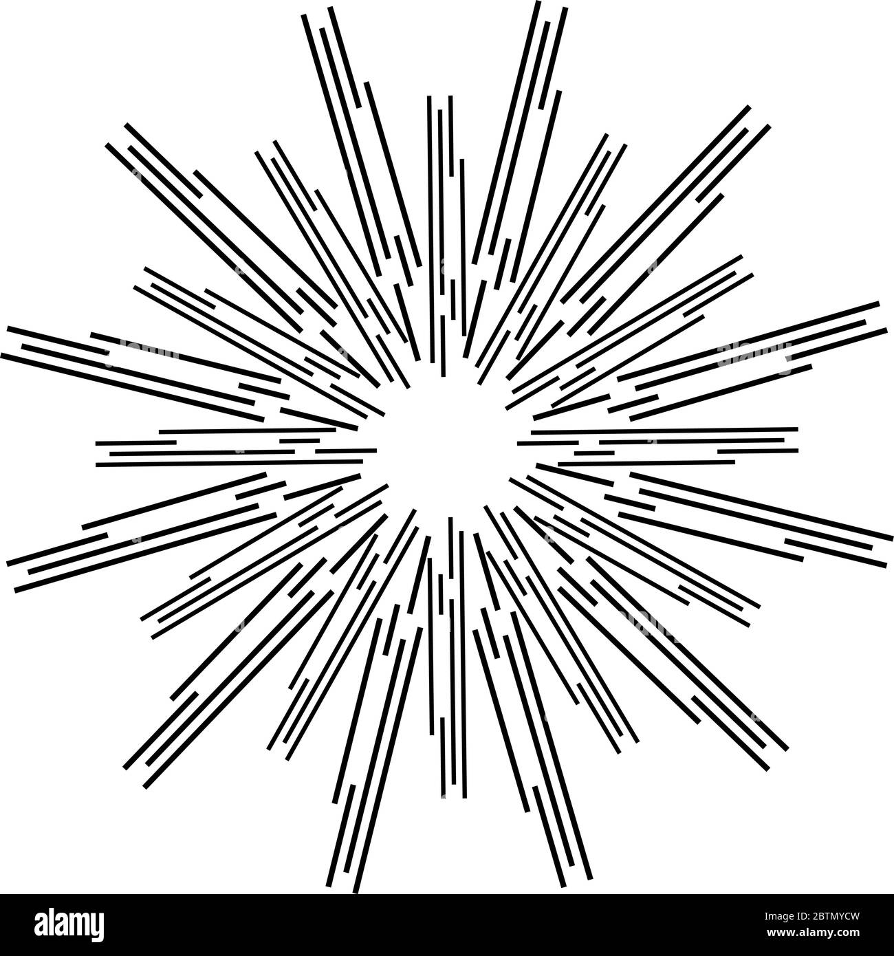 Les rayons du soleil, le dessin linéaire sur un fond blanc, vector ...