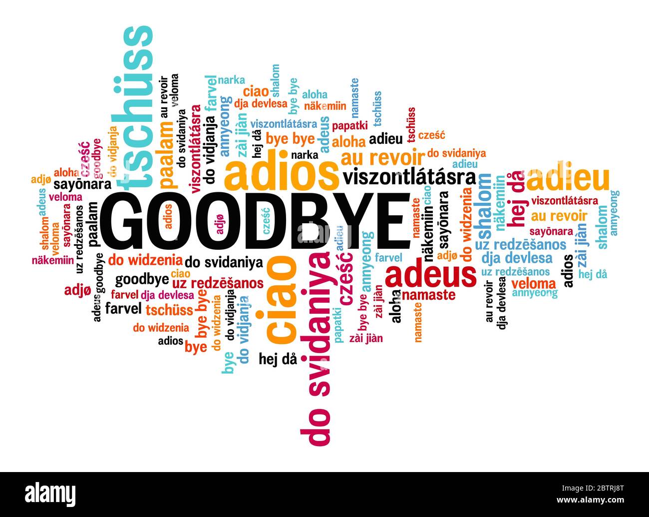 Mot d'adieu dans de nombreuses langues. Adieu collage de texte de ...
