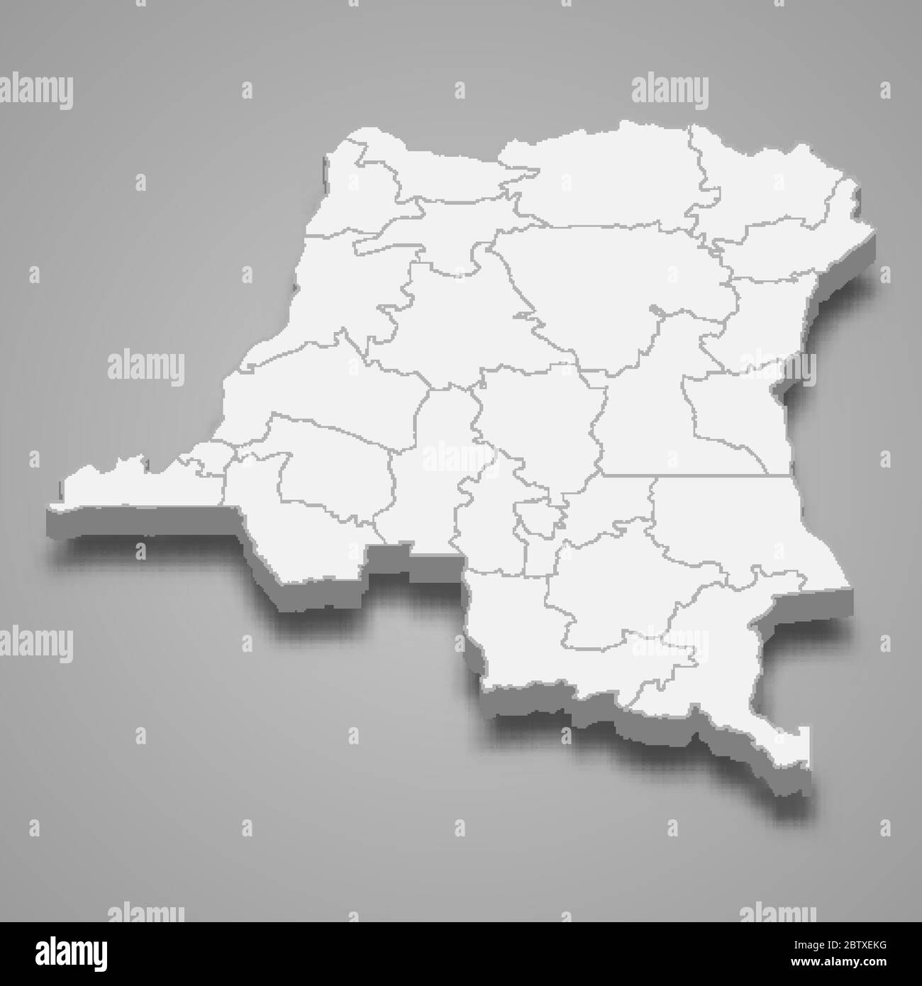 Carte 3d de la RD Congo avec frontières des régions Image Vectorielle ...