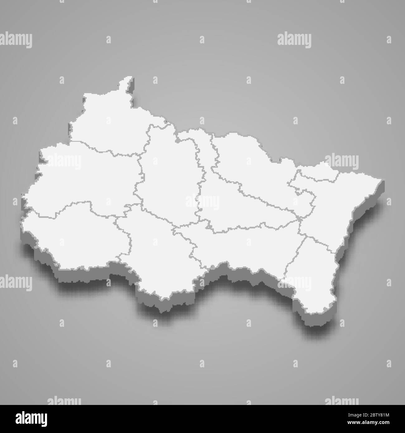 La carte 3d du Grand est est une région de France Image Vectorielle ...