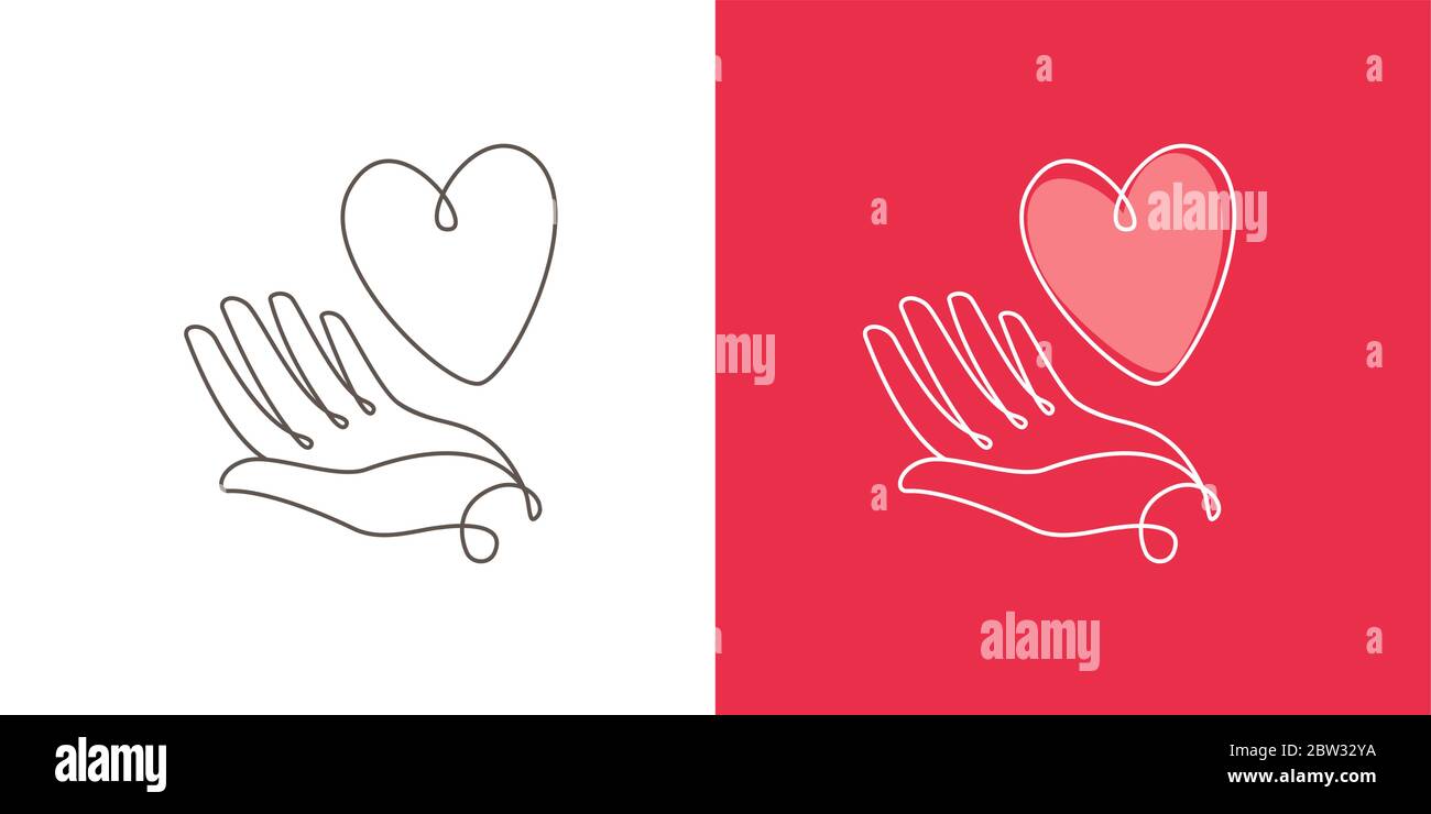Logo coeur et main. Icône professionnelle ou illustration vectorielle ...