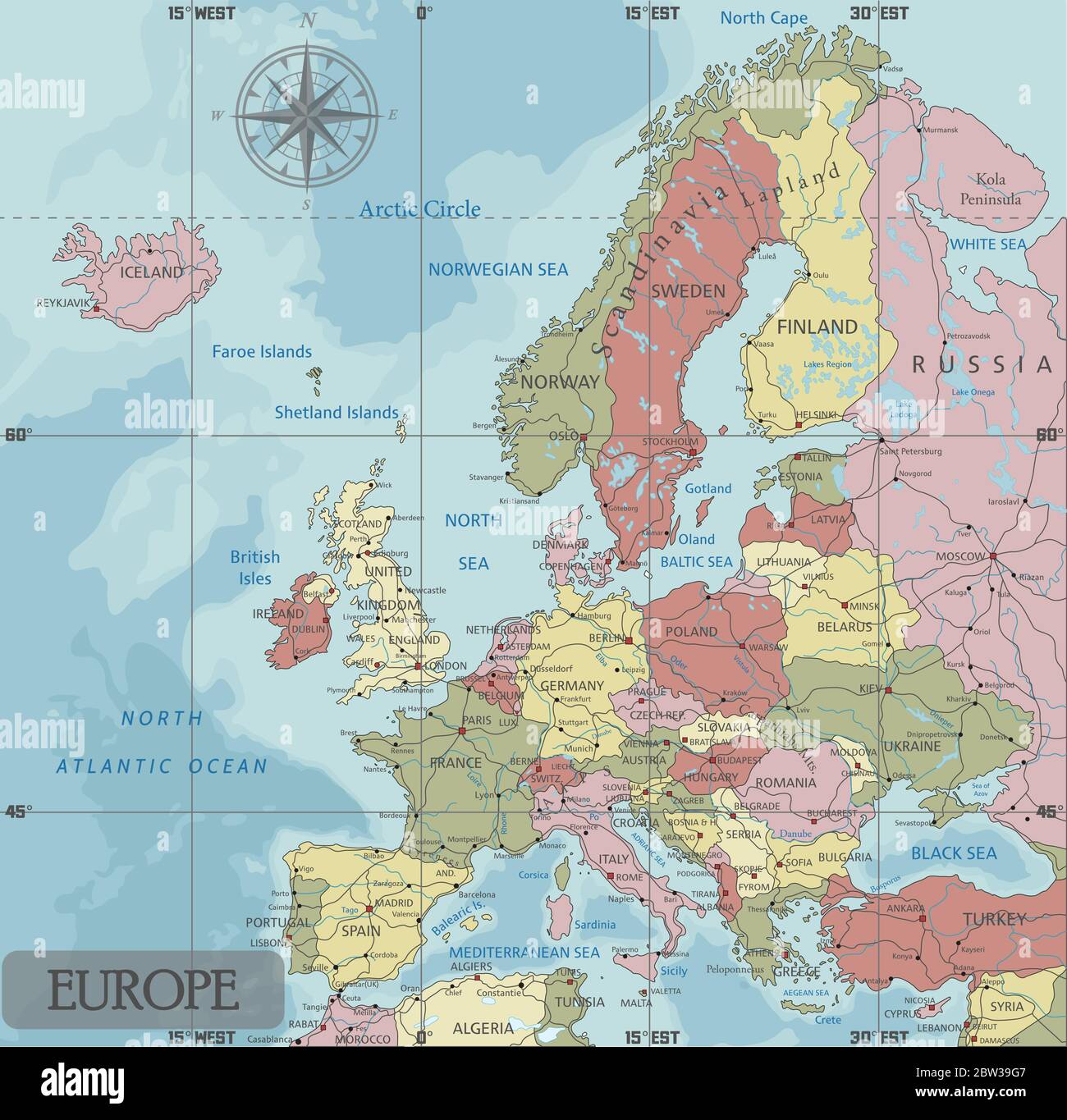 Mapa político de europa Banque de photographies et d’images à haute ...