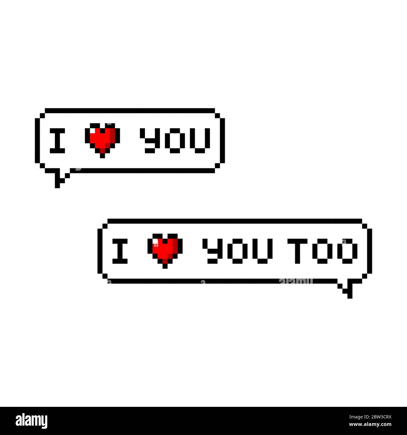 Pixel art 8-bit Je t'aime message - illustration vectorielle isolée ...