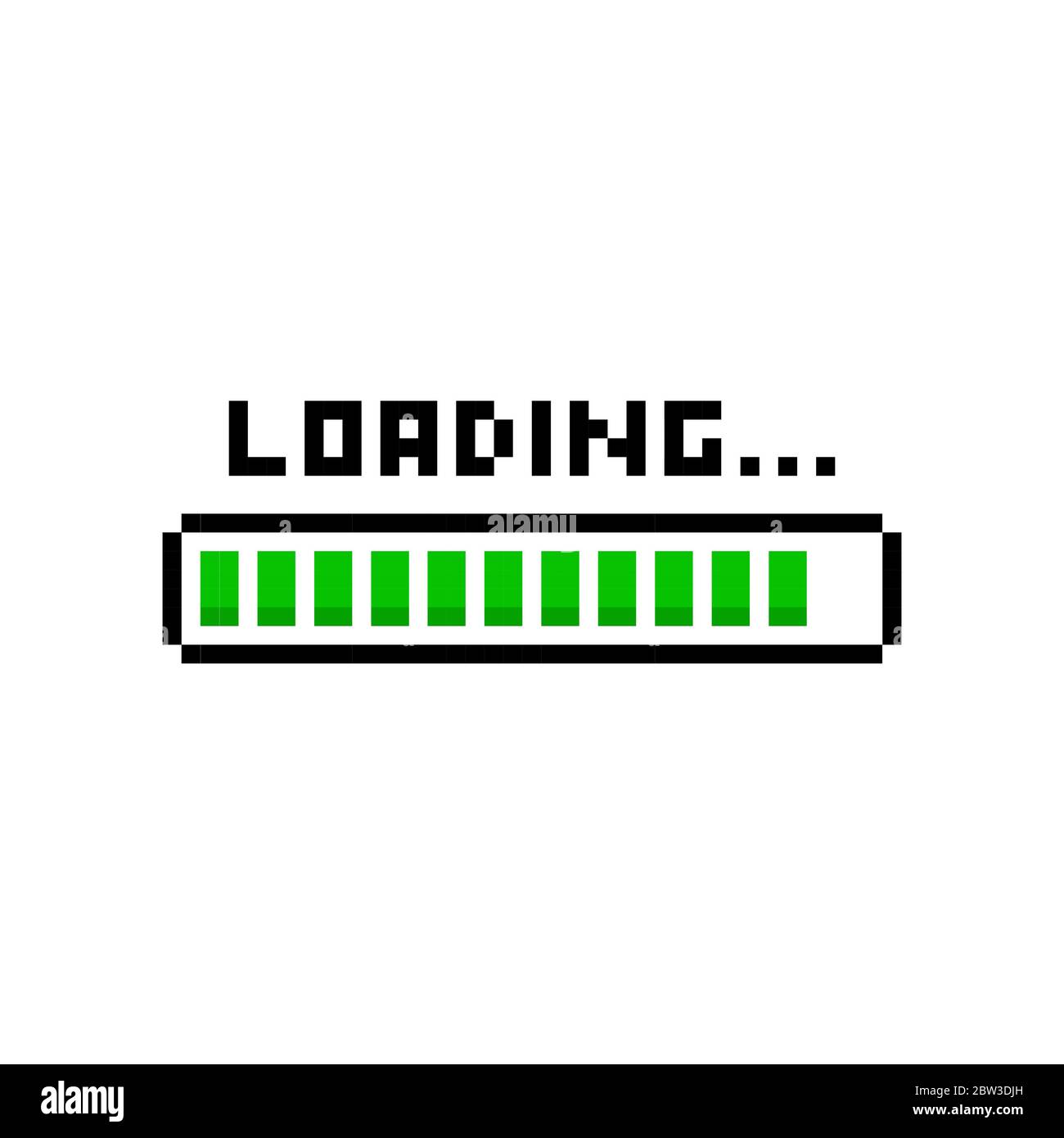 Pixel art 8 bits chargement barre verte sur fond blanc - illustration ...