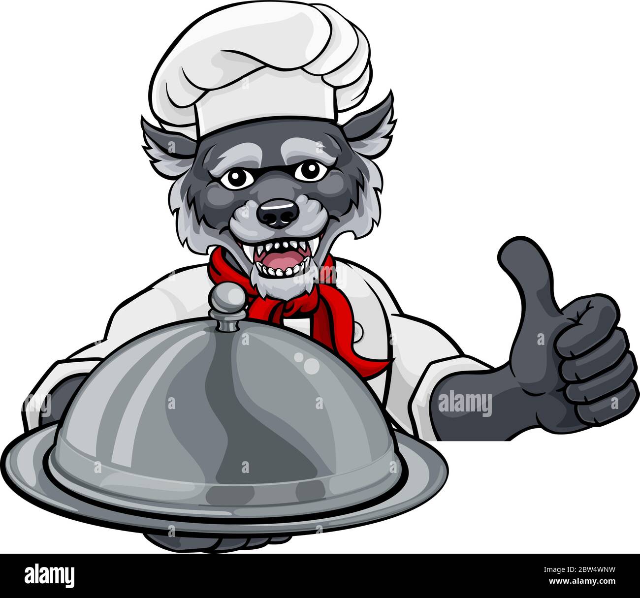 Le Chef Loup Mascot Signe Le Personnage De Dessin Animé Image ...