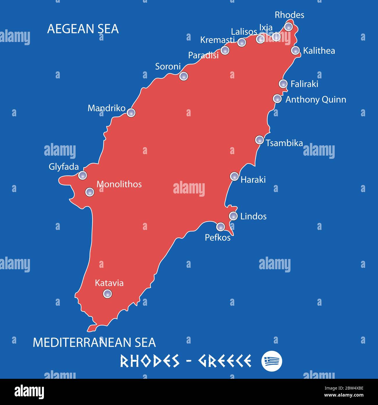 Carte de rhodes Banque d'images vectorielles - Alamy