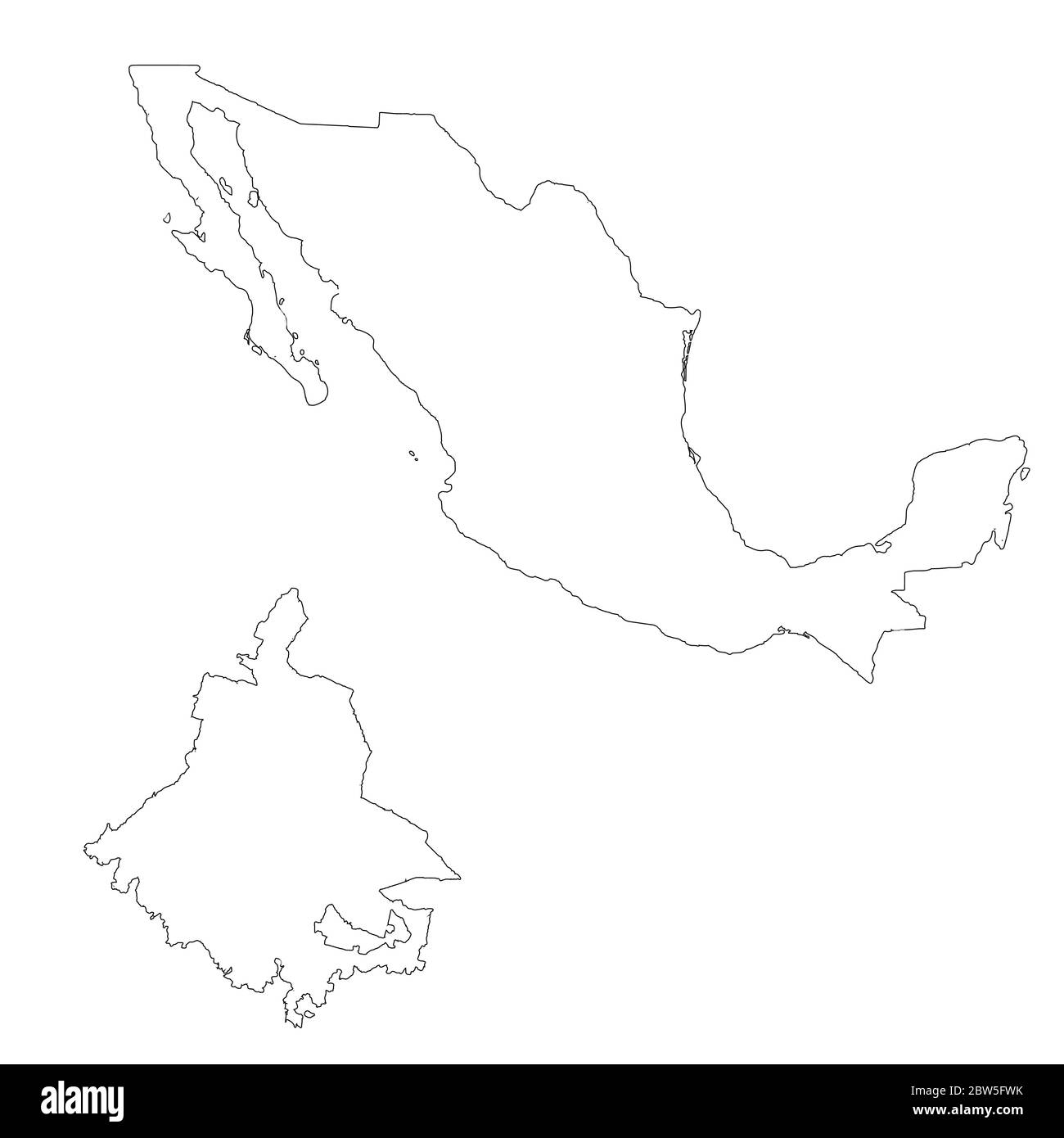 Mexico map illustration Banque d'images noir et blanc - Page 2 - Alamy
