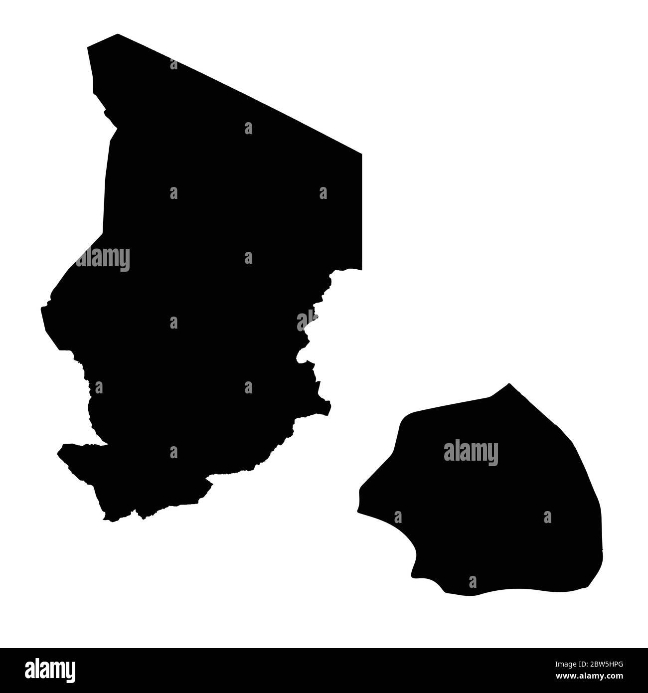 Carte vectorielle Tchad et n'Djamena. Pays et capitale. Illustration de ...
