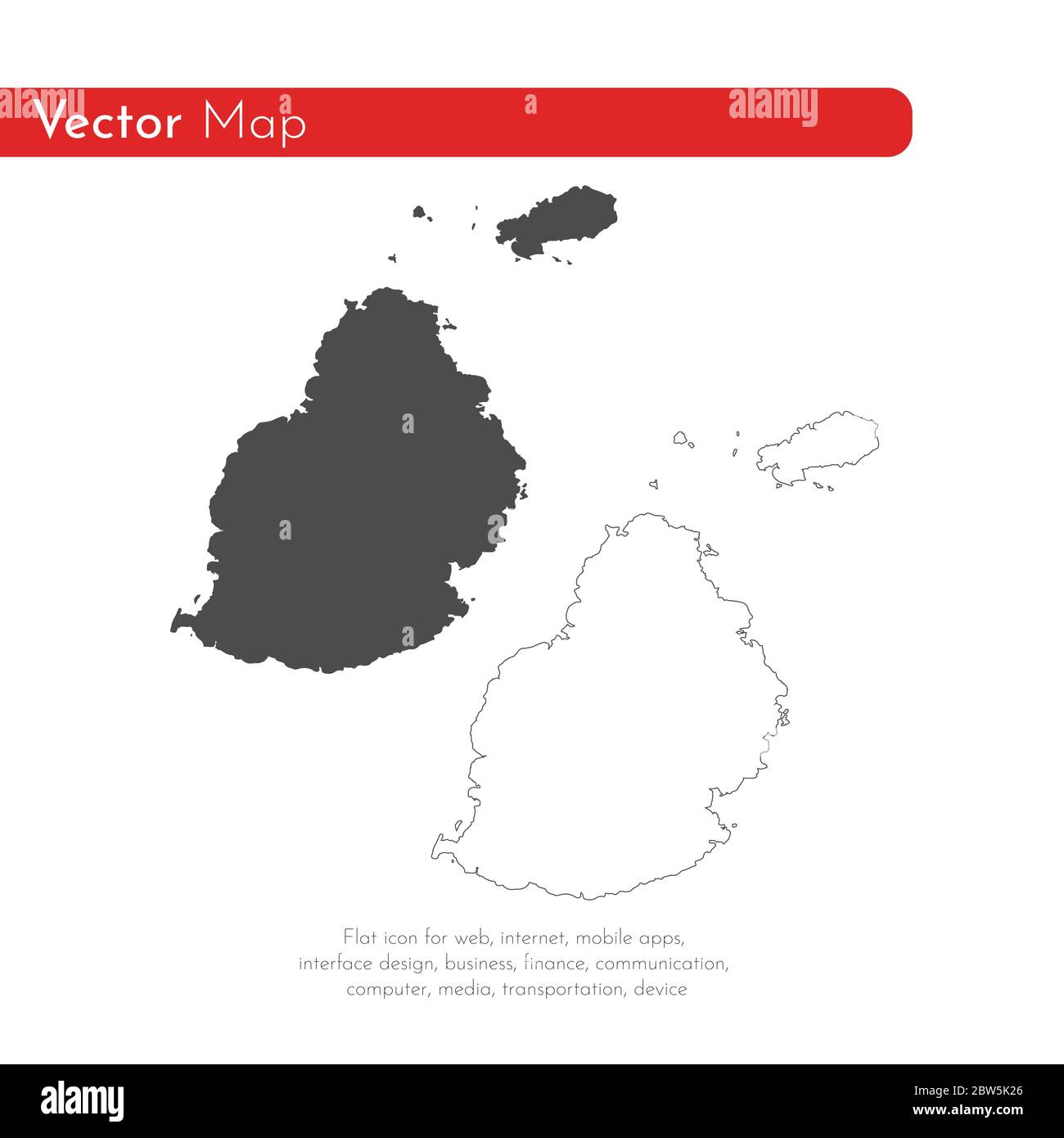 Carte vectorielle Maurice. Illustration de vecteur isolé. Noir sur fond ...