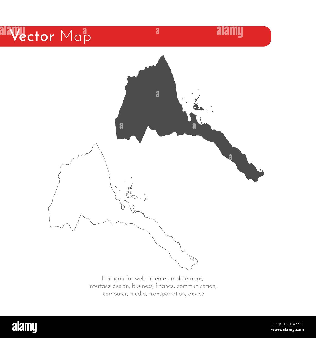 Carte vectorielle Érythrée. Illustration de vecteur isolé. Noir sur ...