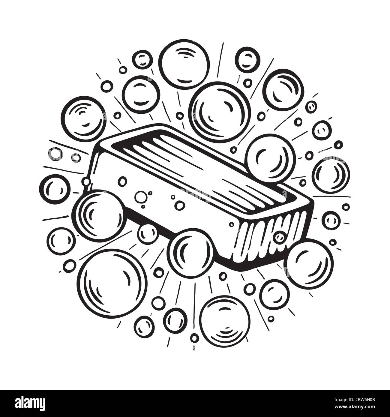 Savon. Illustration vectorielle savon et mousse dessinée à la main ...