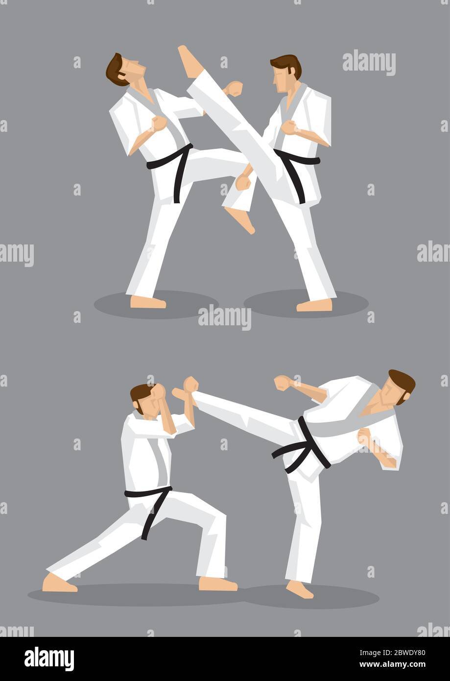 Coups de pied taekwondo Banque d'images vectorielles - Alamy