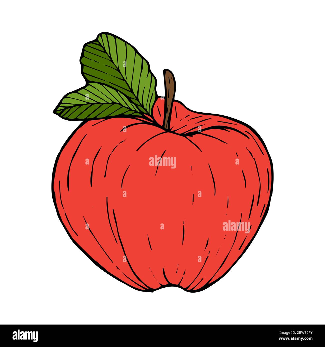 pomme rouge dessinée par une doublure noire, illustration vectorielle ...