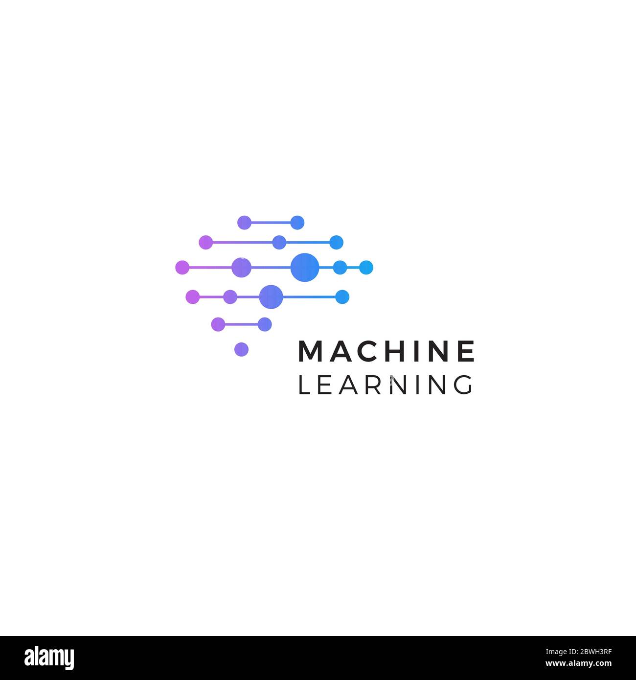Logo machine Learning. Connexions de neurones, emblème de synapses ...