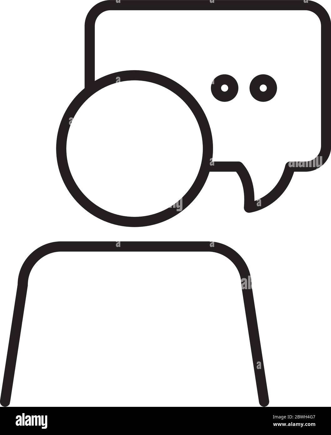 pictogramme personne avec icône de bulle de parole sur fond blanc ...