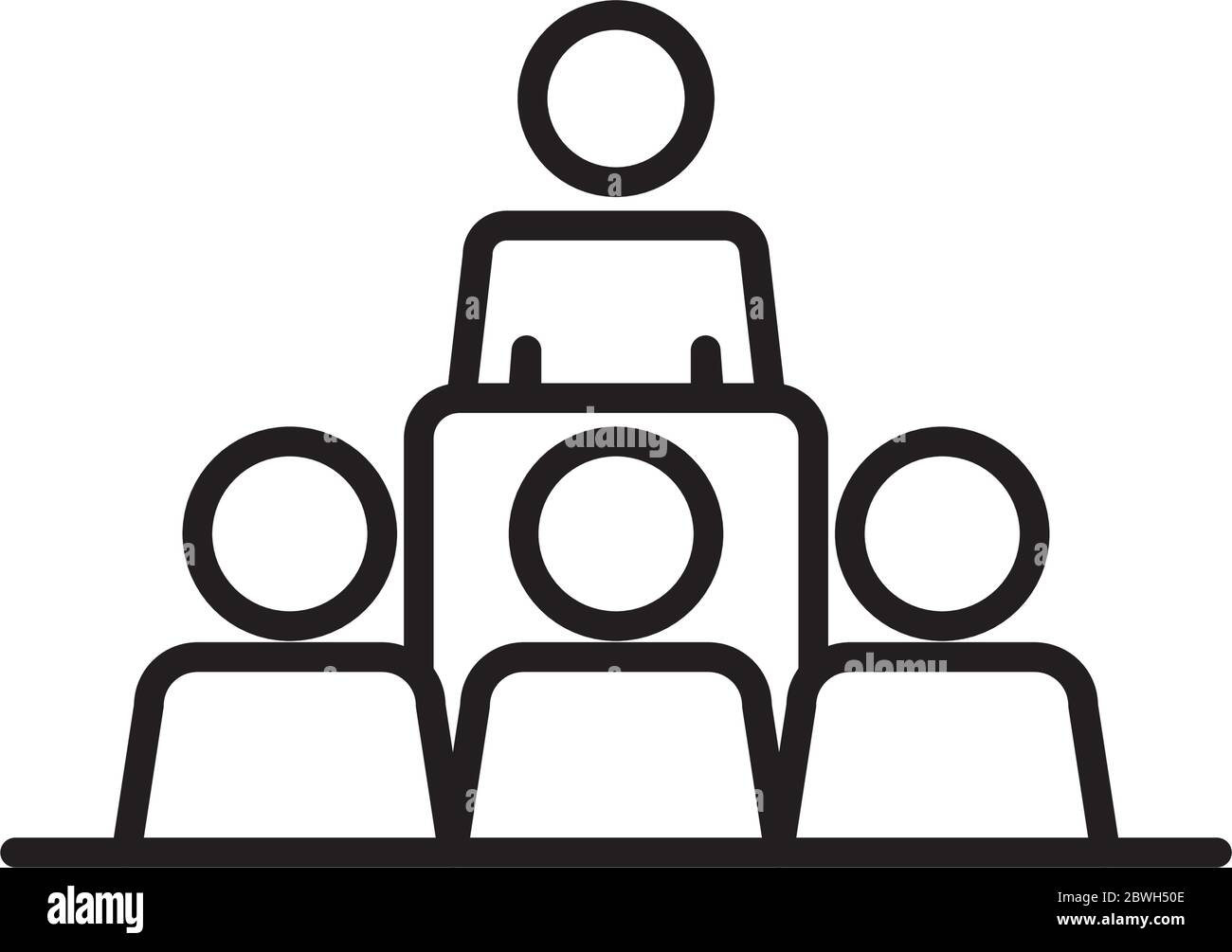 pictogramme personnes dans une icône de conférence sur fond blanc ...