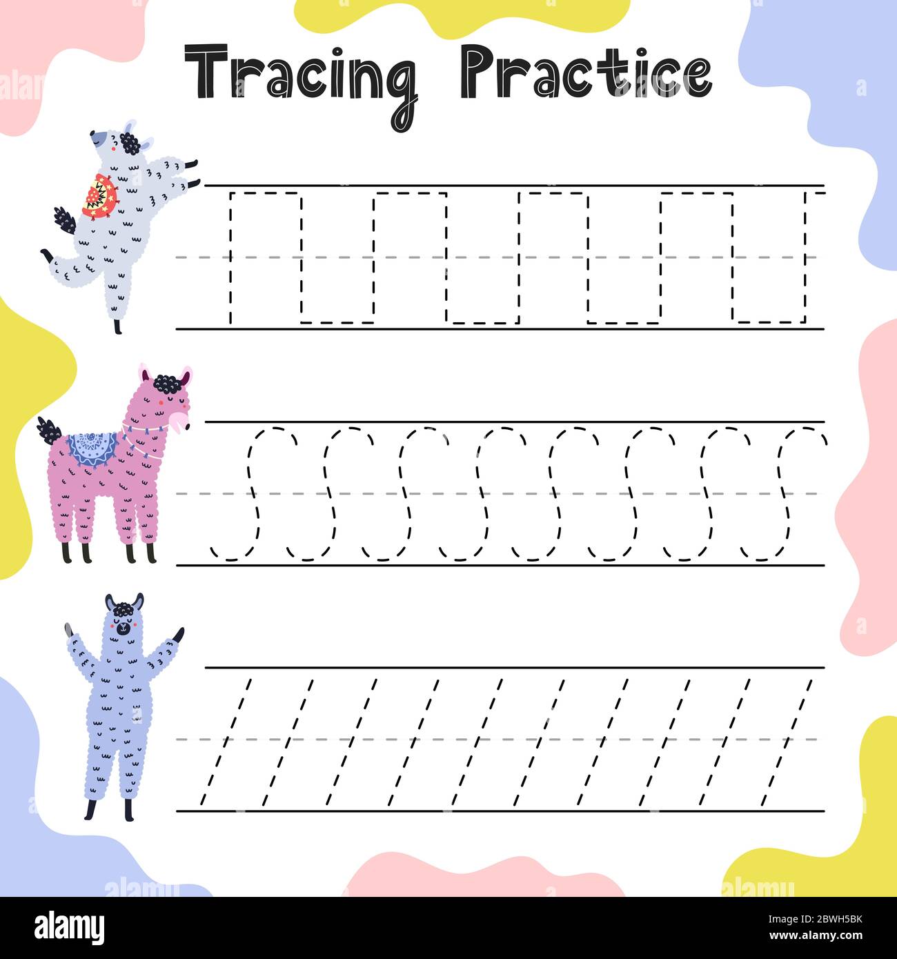 Pratique de l'écriture manuscrite avec des lamas amusants pour les ...