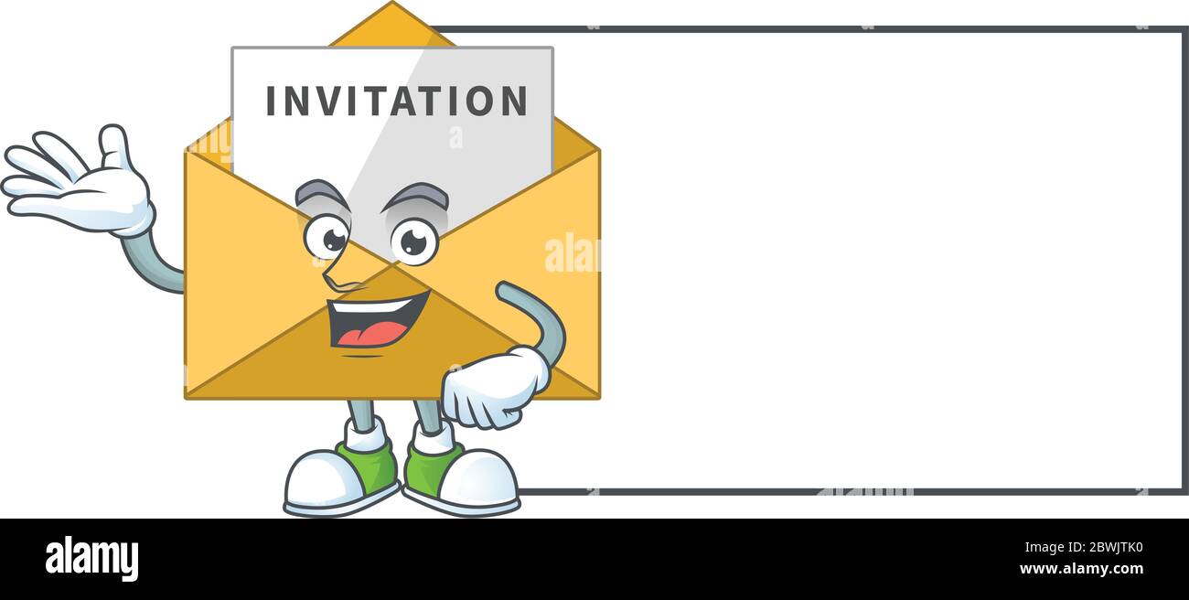 Dessin caricature d'un message d'invitation avec tableau Image ...