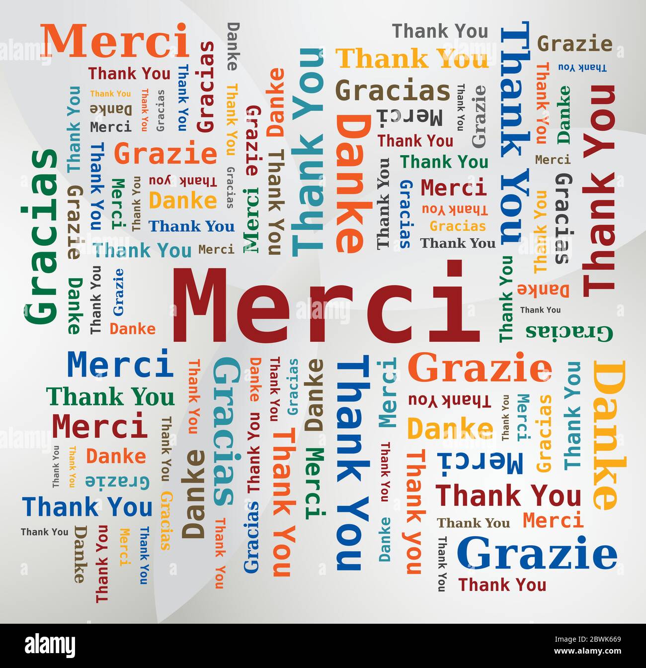 Word Cloud - Merci en 5 langues - Anglais, Français, Allemand, Espagnol ...