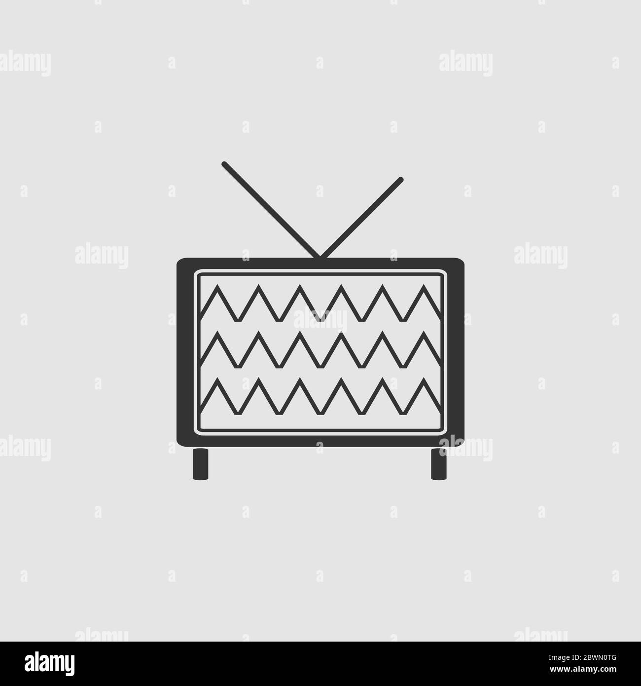 Icône TV plate. Pictogramme noir sur fond gris. Symbole d'illustration ...