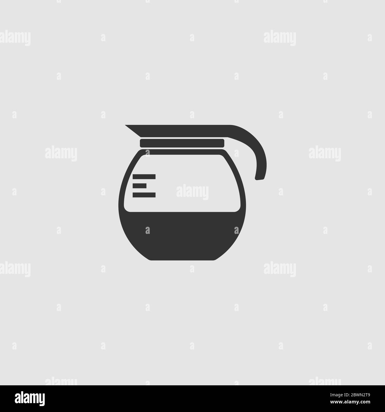 Cafetière Icon Flat. Pictogramme noir sur fond gris. Symbole d ...
