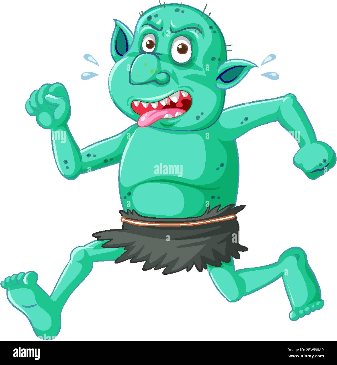 Posture de goblin ou de troll vert avec visage amusant dans une ...
