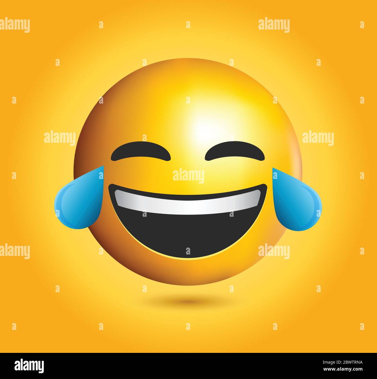 Émoticône de haute qualité sur fond de dégradé jaune. Rire emoji avec ...