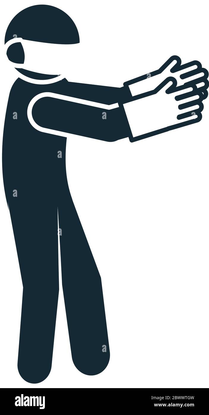 pictogramme homme portant des gants de protection et un masque buccal ...