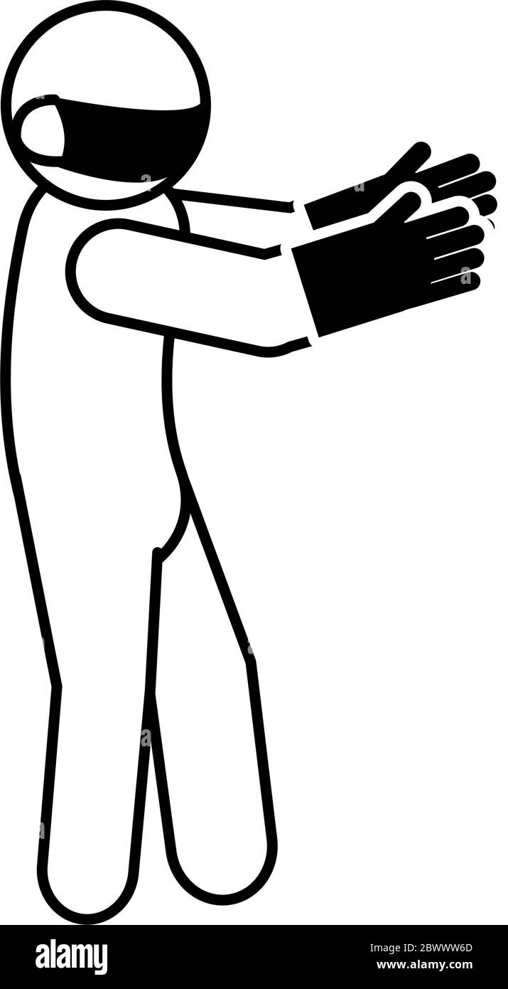 pictogramme homme portant des gants de protection et un masque buccal ...