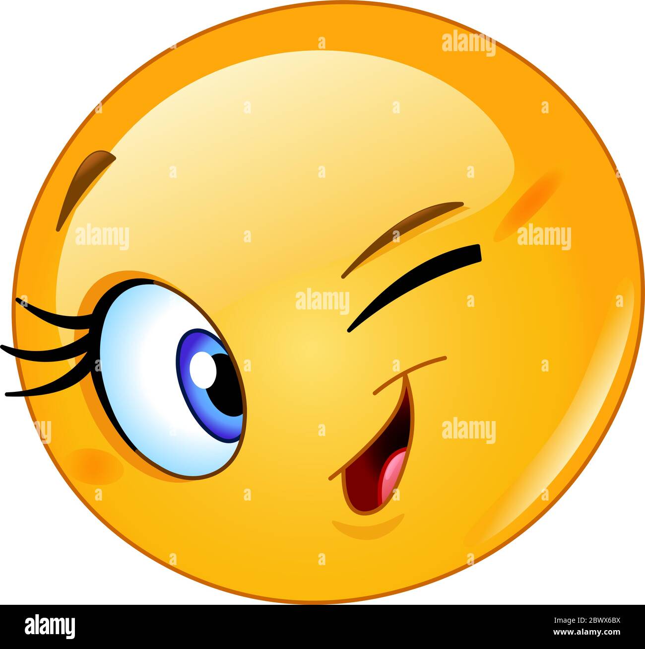Émoticone féminine en forme de clin d'œil Image Vectorielle Stock - Alamy