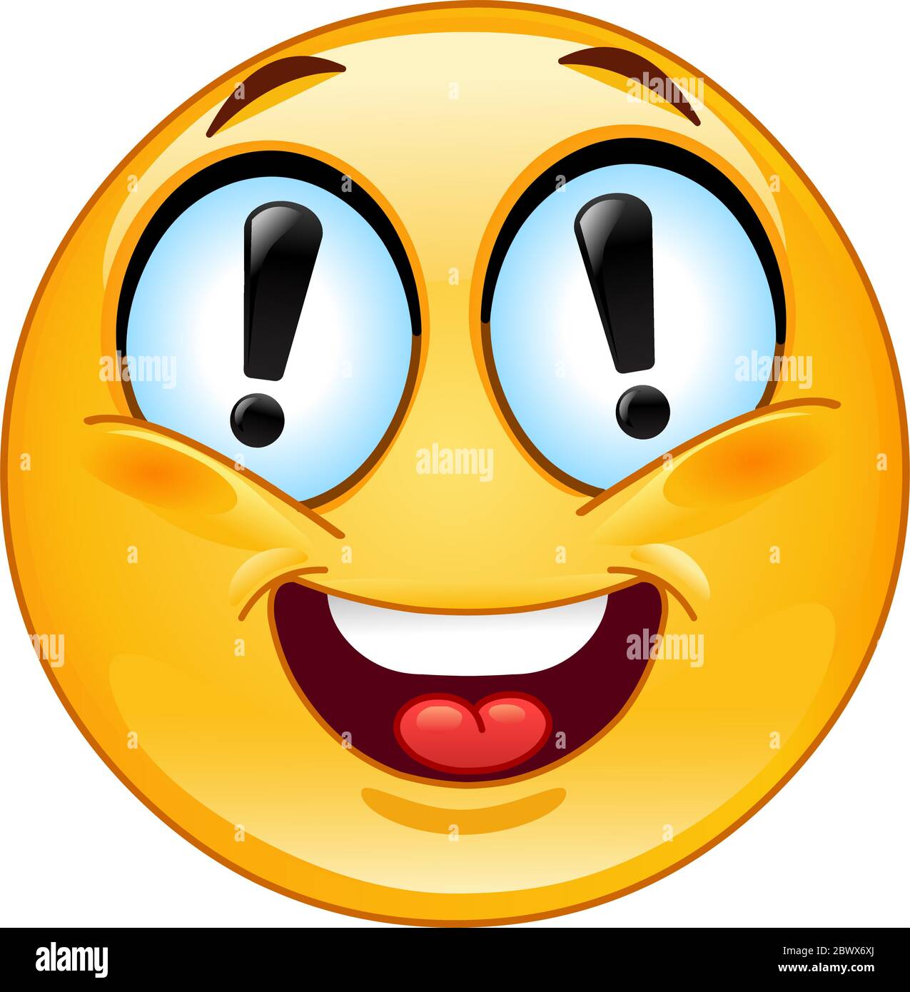 Émoticone avec points d'exclamation dans les yeux Image Vectorielle ...