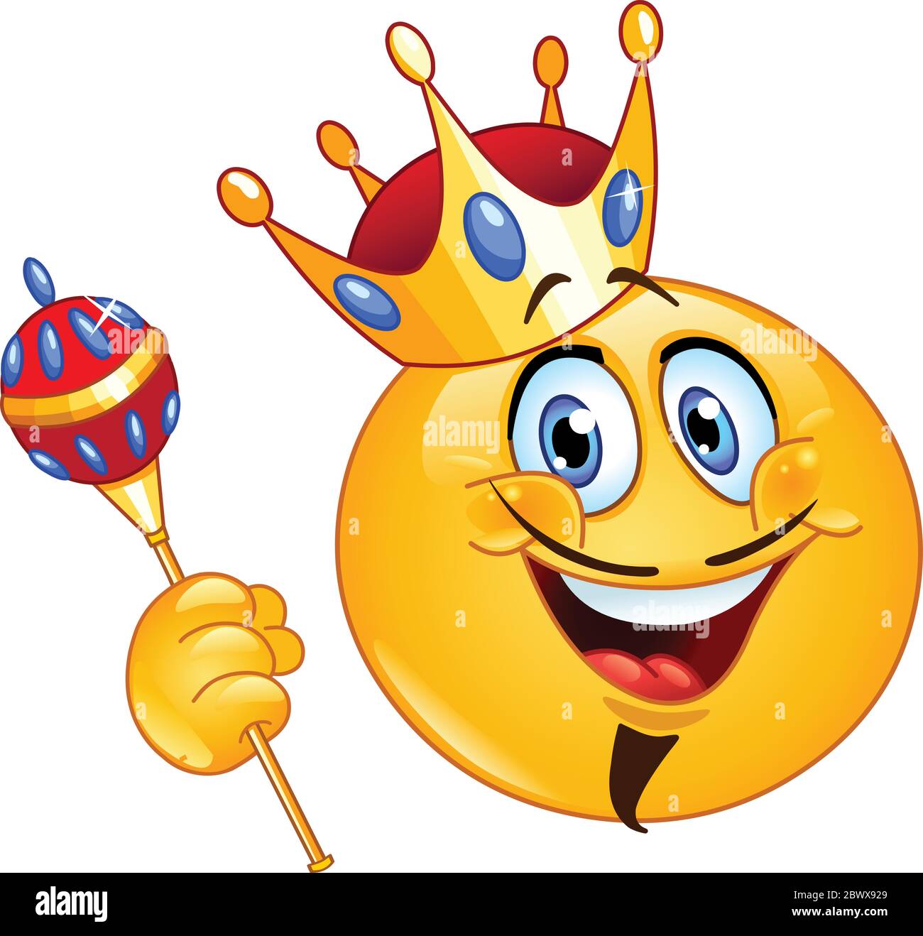 Émoticone roi tenant un sceptre Image Vectorielle Stock - Alamy
