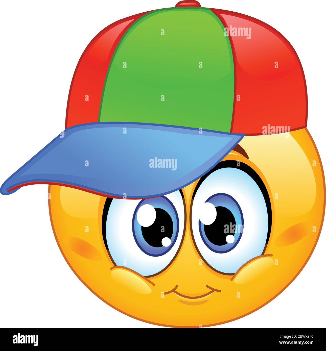 Smiley emoji baseball cap Banque d'images vectorielles - Alamy