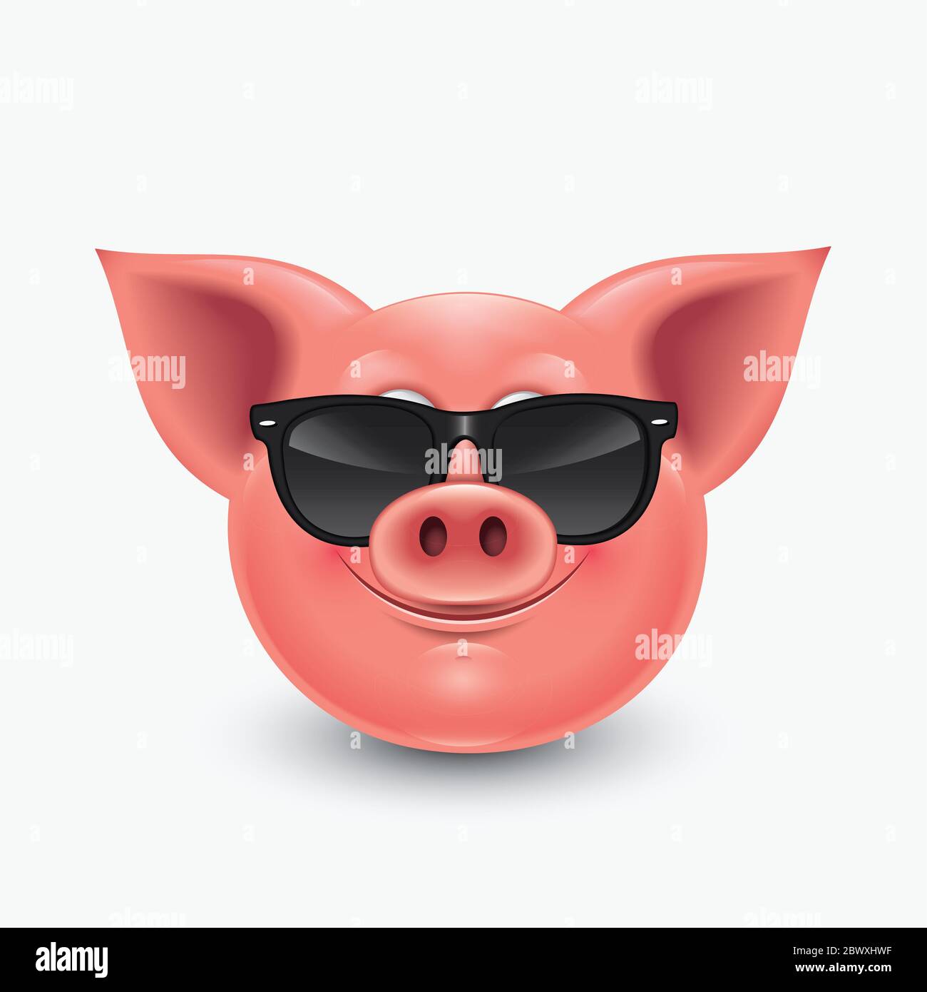 Émoticône de porc mignon, emoji portant des lunettes de soleil ...