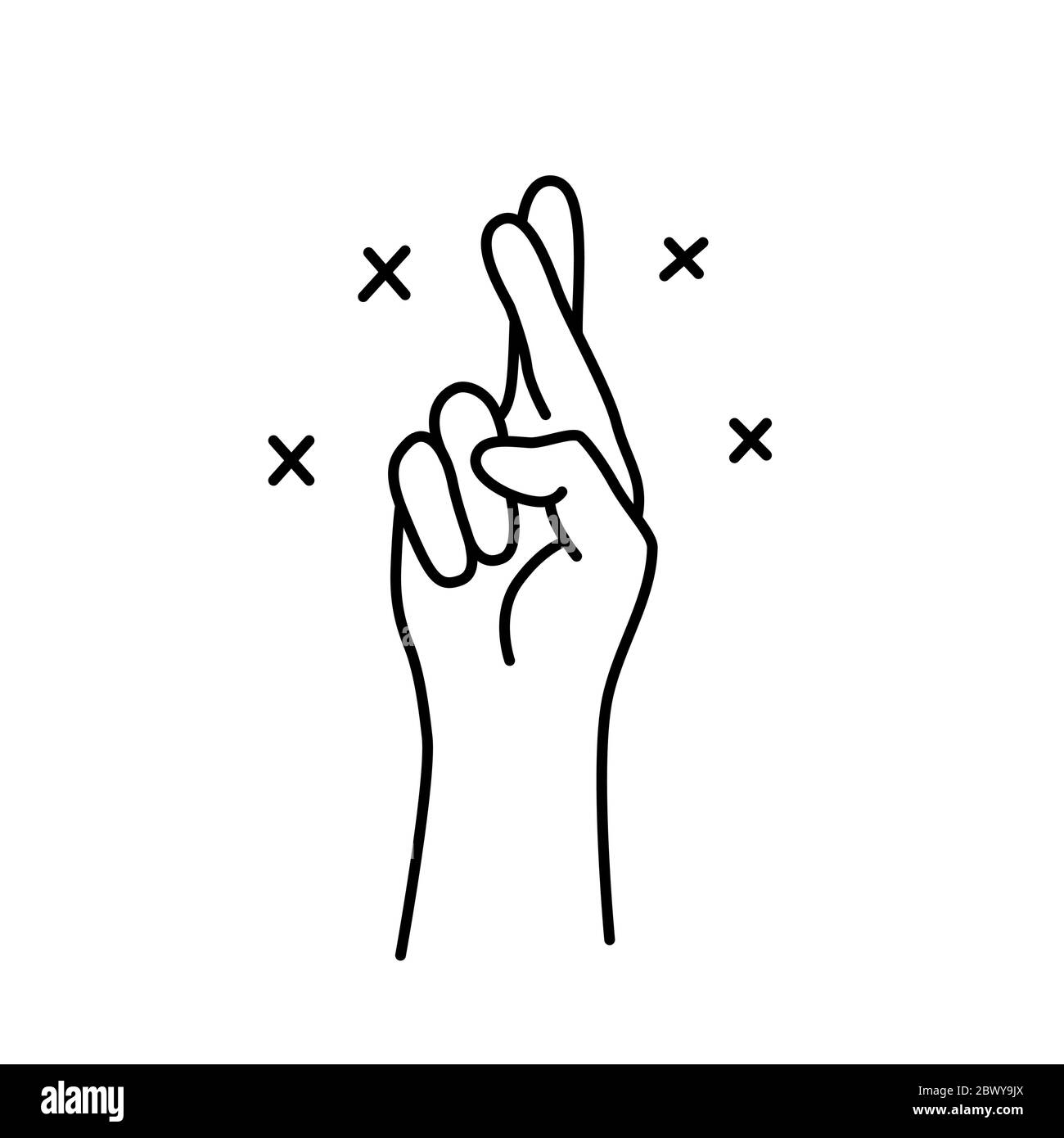 DOIGTS CROISÉS. Signe de la chance coréen. Symbole de chance avec croix ...