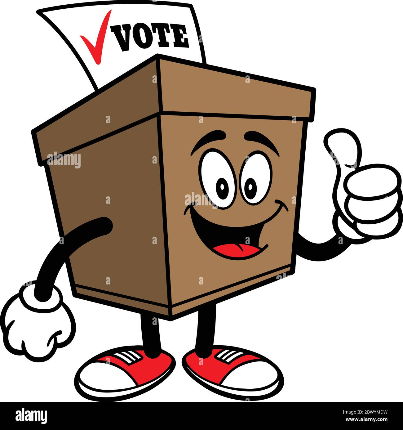 Dessin animé de la boîte de scrutin avec des pinces en haut - une ...