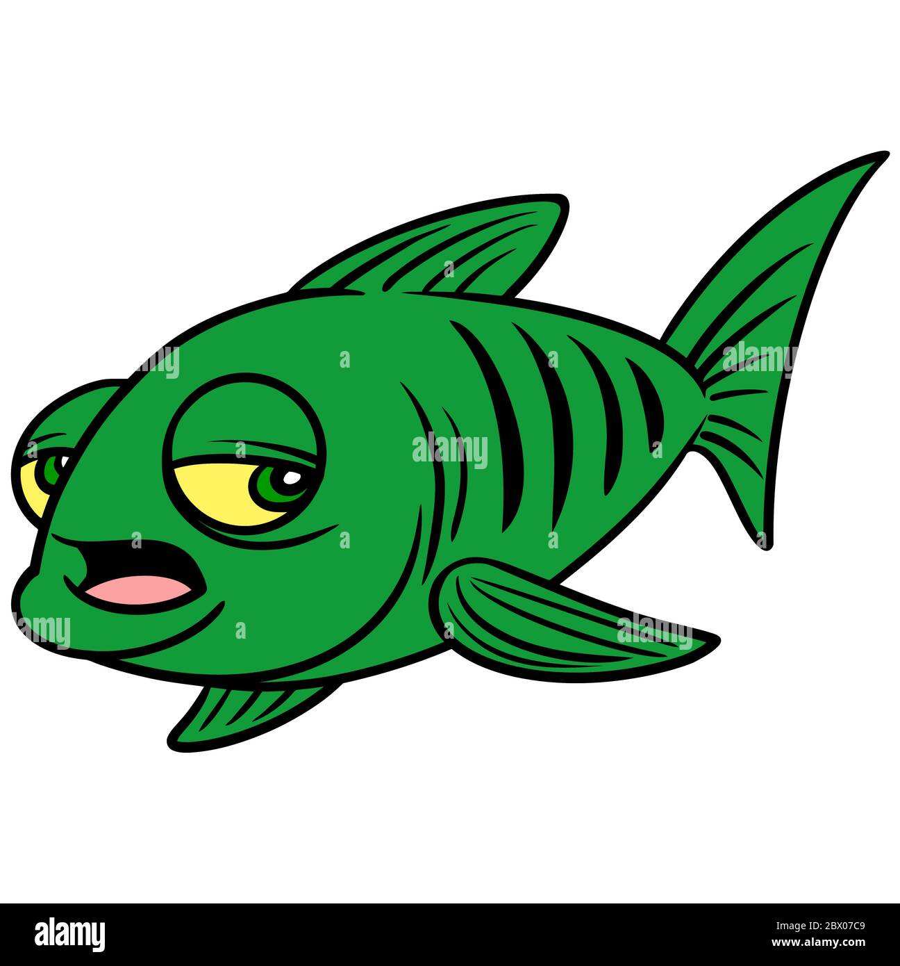 Sleepy Fish - UNE illustration de dessin animé d'un poisson Sleepy ...