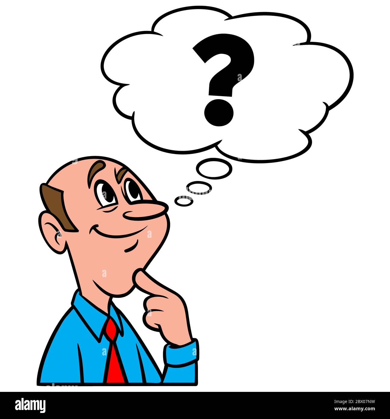 Penser aux questions - UNE illustration de dessin animé d'un homme ...