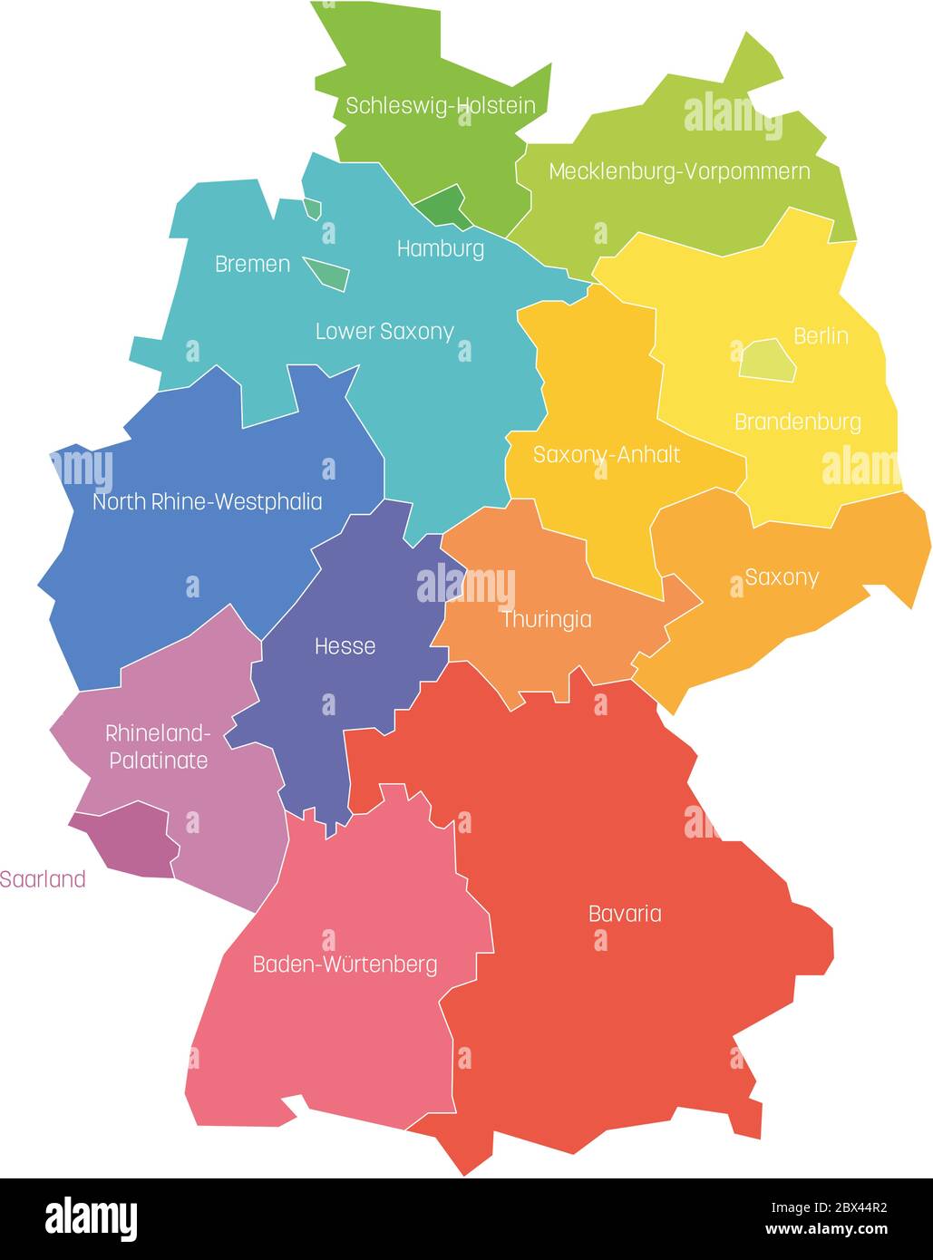 États d'Allemagne. Carte des divisions administratives régionales des ...