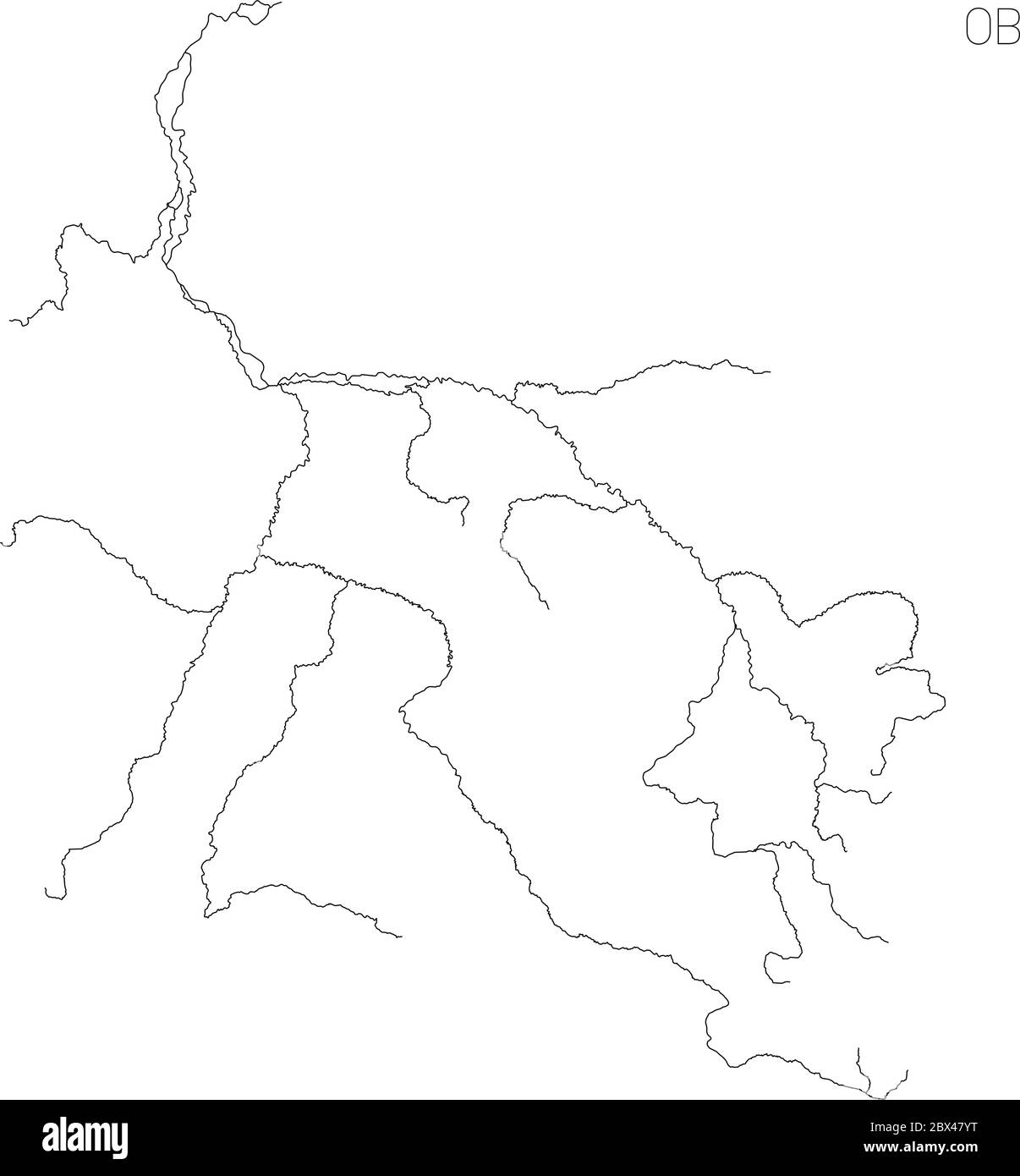 Carte du bassin hydrographique de la rivière OB. Illustration simple de ...