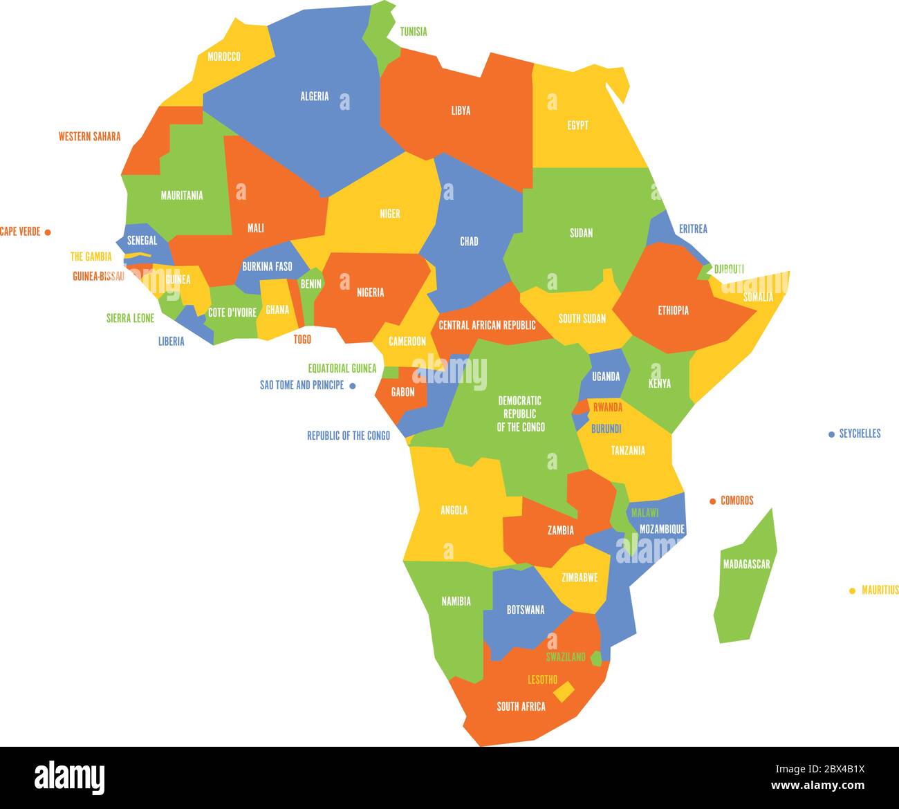 Carte politique infographique très simplifiée de l'Afrique ...