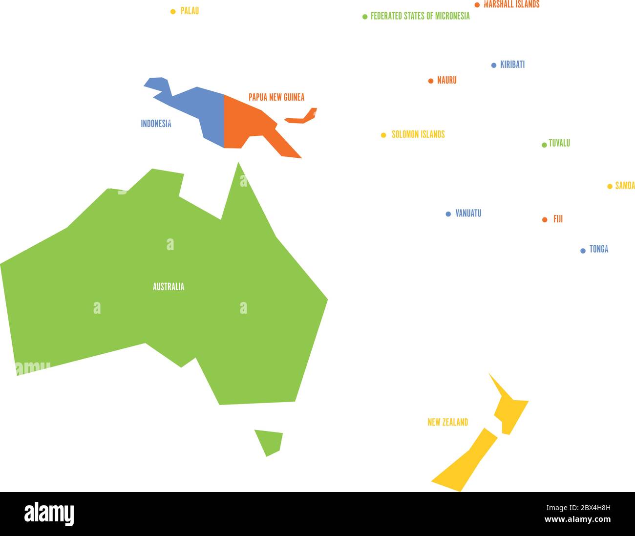 Carte politique infographique très simplifiée de l'Australie et de l ...
