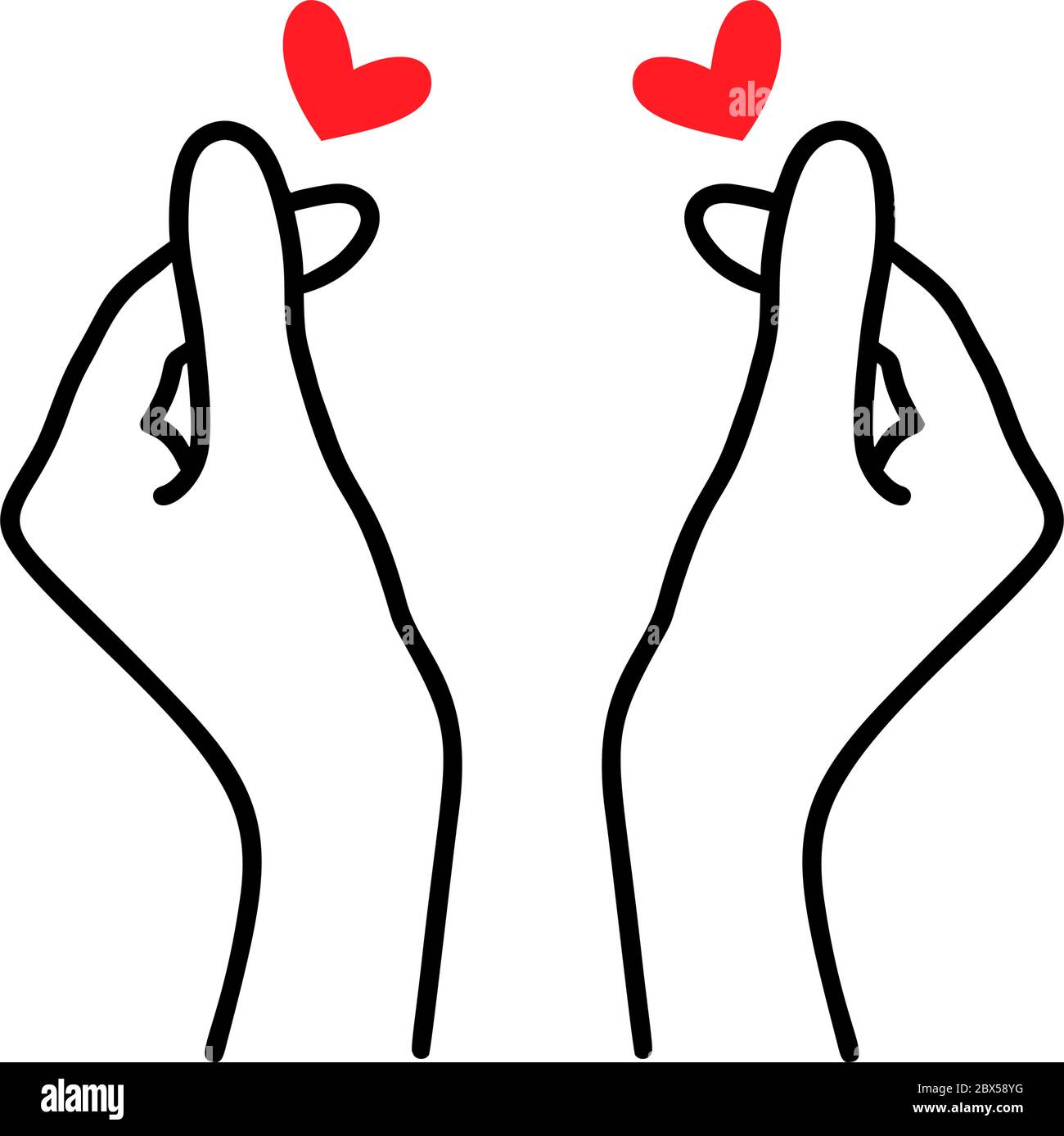 Signe coeur coréen. Symbole d'amour du doigt. Bonne Saint Valentin. Je ...