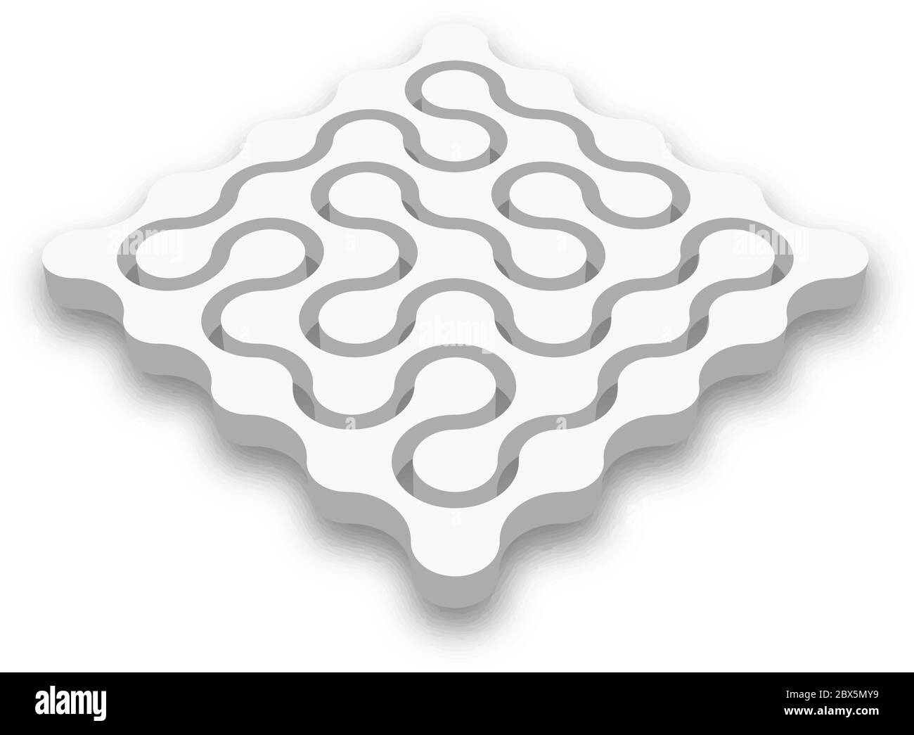 Labyrinthe 3D fermé. Labyrinthe blanc abstrait avec ombre portée isolée ...