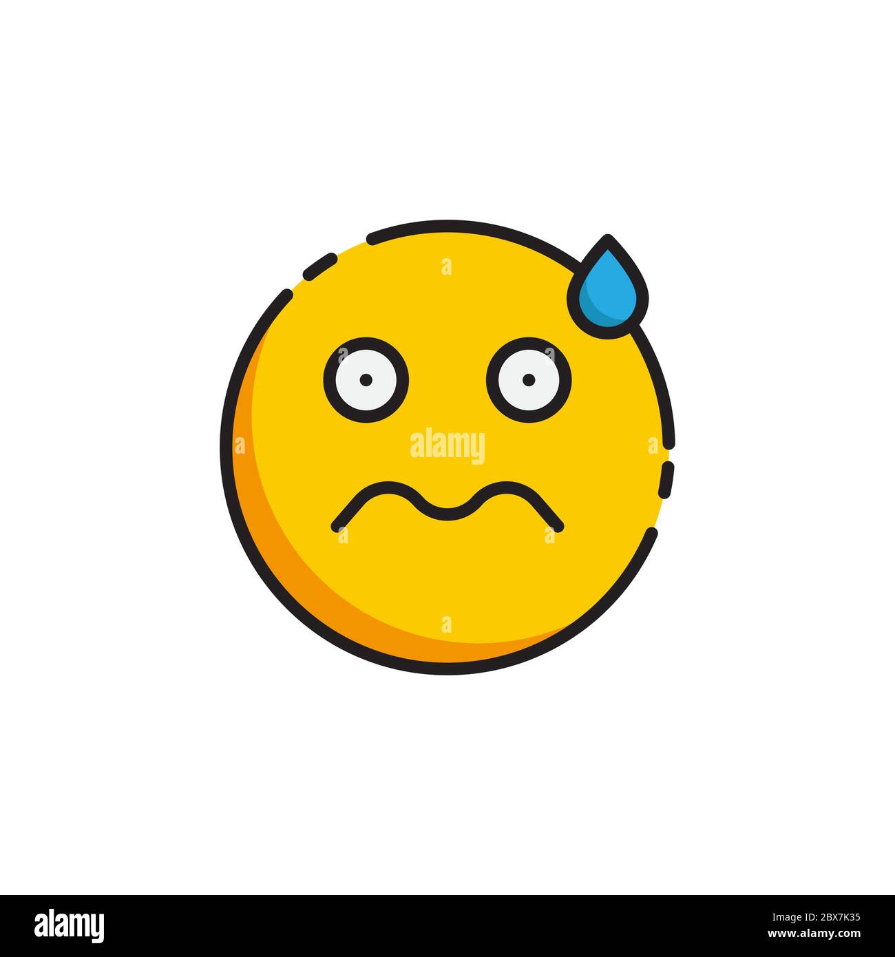 Symbole d'icône vecteur émoticône visage inquiet isolé sur fond blanc ...