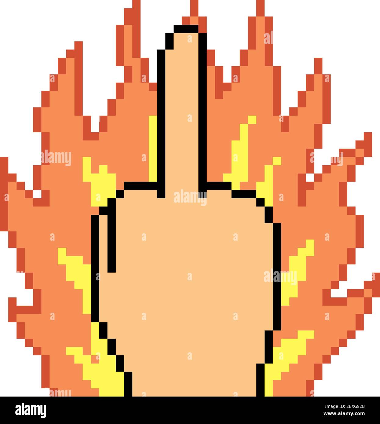 Vecteur Pixel Art Main Signe Milieu Doigt Isolé Image Vectorielle Stock Alamy