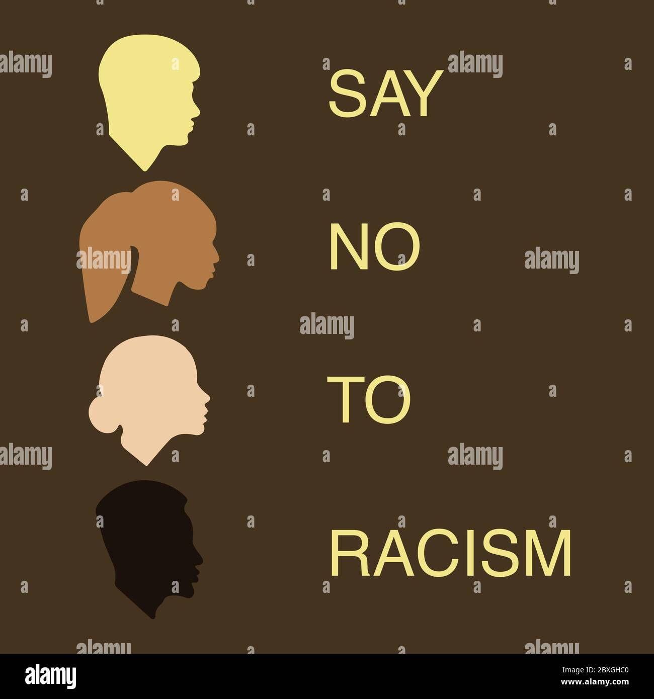 Silhouettes de visages de personnes de races différentes sur fond ...