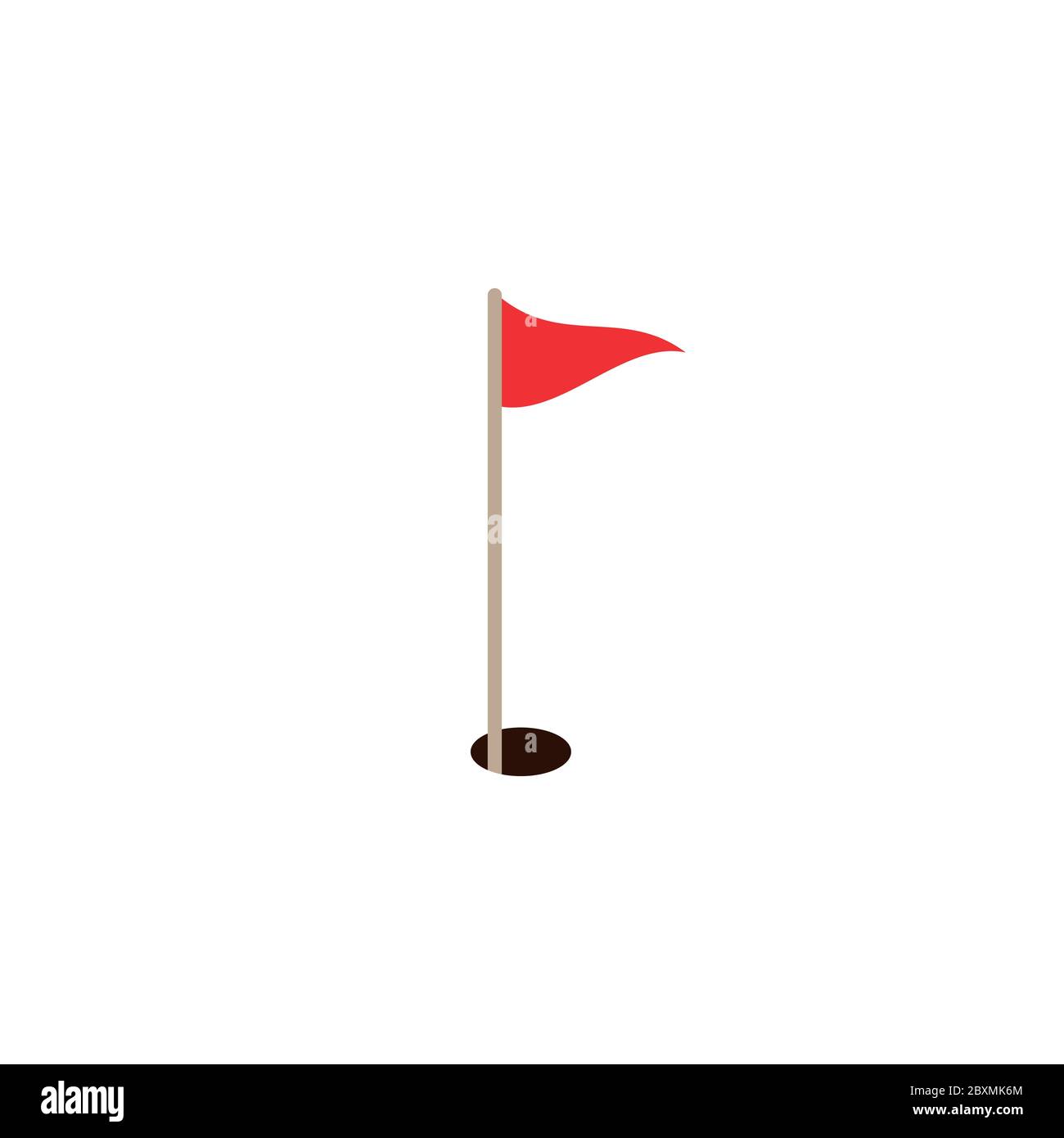 drapeau rouge et trou de golf. Isolé sur fond blanc. Illustration ...