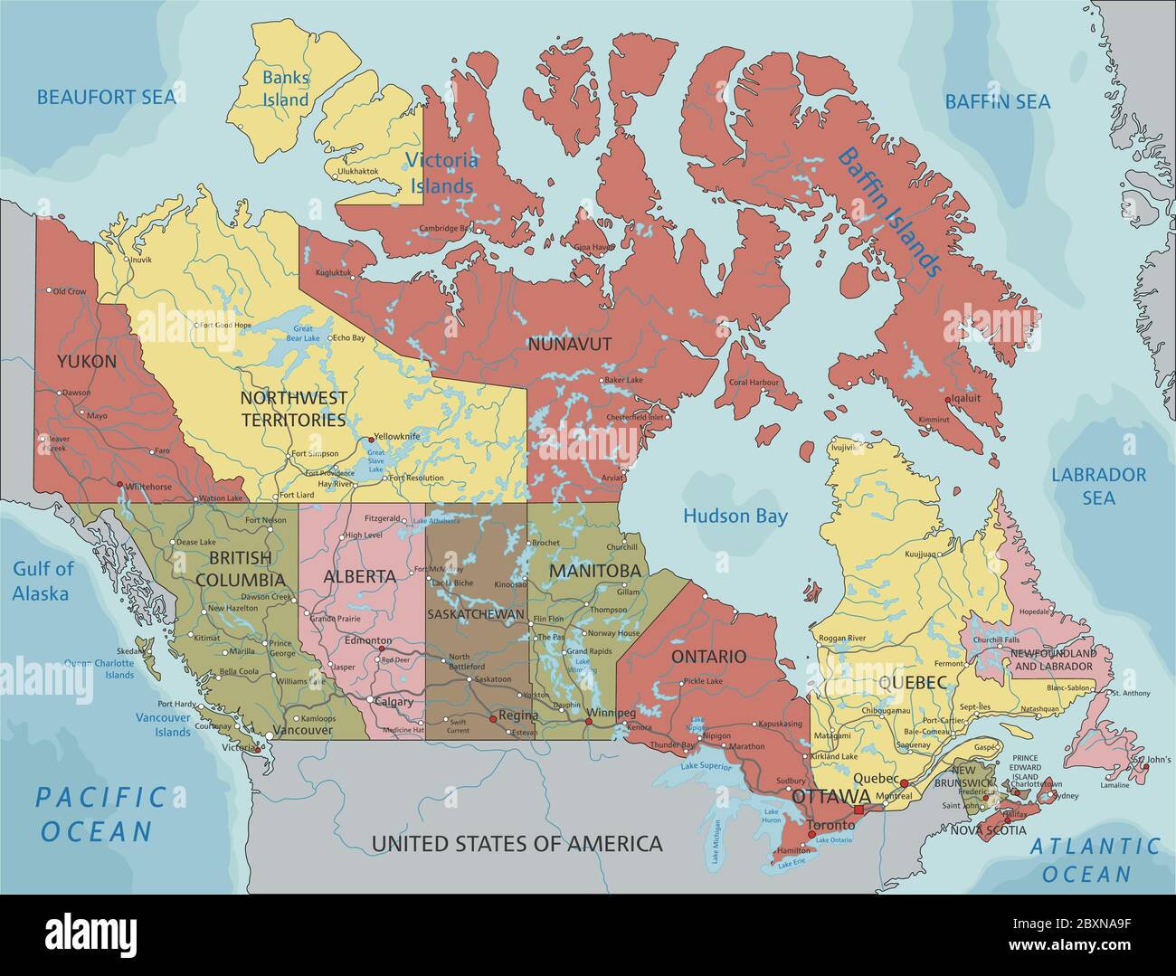 Mapa político de canadá Banque de photographies et d’images à haute ...