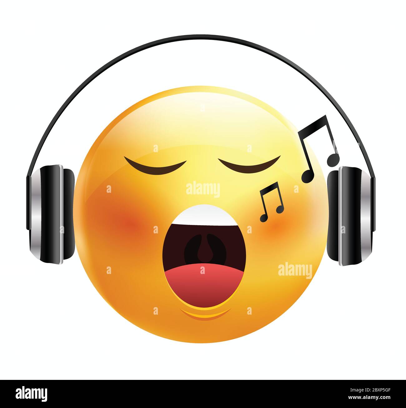 Émoticone de haute qualité isolé sur fond blanc.Emoticon avec casque ...